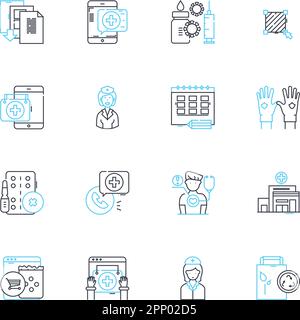Community wellness linear icons set. Health, Unity, Connection, Support ...