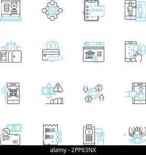 Cash flow linear icons set. Inflow, Outflow, Liquidity, Budgeting ...