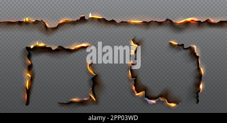 Burn edge paper hole corner vector effect set on transparent background ...