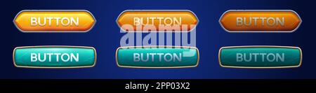 Medieval game button animation sprite with crown cartoon vector set. 2d ...