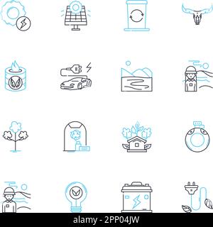 Environmental impact linear icons set. Sustainability, Pollution, Climate, Emissions ...