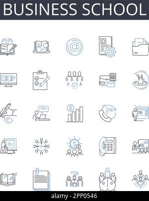Strategic management school line icons collection. Planning, Goals ...