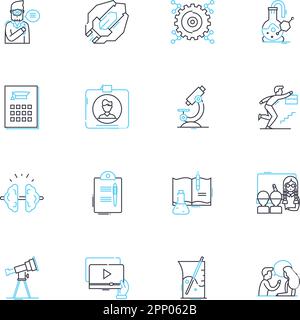 Business acumen linear icons set. Strategy, Leadership, Innovation ...