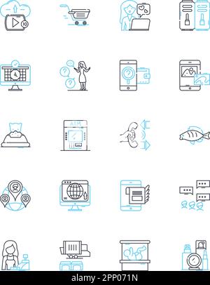 Electronic aides linear icons set. Siri, Alexa, Google, Cortana, Bixby ...