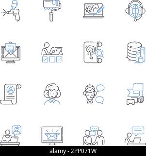 Task coordination line icons collection. Collaboration, Organization ...