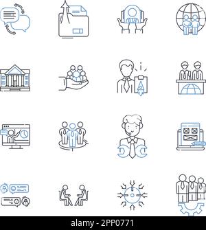 Synergetic effort line icons collection. Collaborate, Partnership, Teamwork, Cooperation, Unify ...