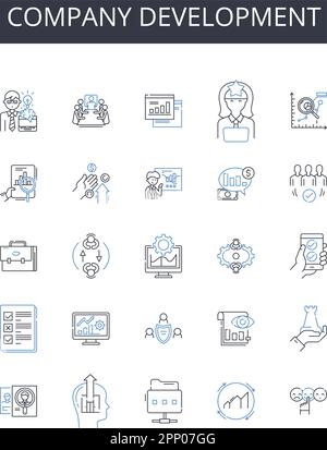 Firm evolution line icons collection. Adaptation, Growth, Change ...