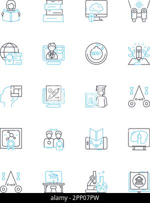 Academic merit linear icons set. Excellence, Achievement, Prowess ...