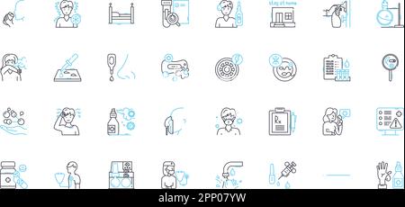 Pathogens linear icons set. Bacteria, Virus, Fungi, Parasites ...
