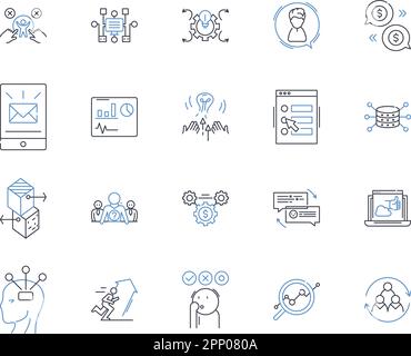 Market segmentation line icons collection. Demographics, Psychographics, Geography, Income ...