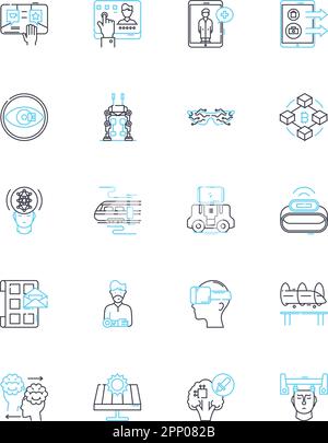 Science innovations linear icons set. Biotechnology, Nanotechnology ...