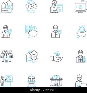 Mini company linear icons set. Innovation, Creativity, Craftsmanship, Quality, Precision, Design ...