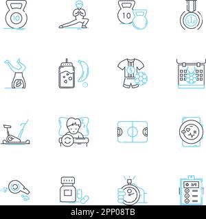 Rugby linear icons set. Tackle, Scrum, Ruck, Maul, Try, Conversion, Touchline line vector and ...
