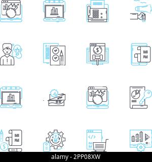 Financial oversight linear icons set. Governance, Supervision, Control ...