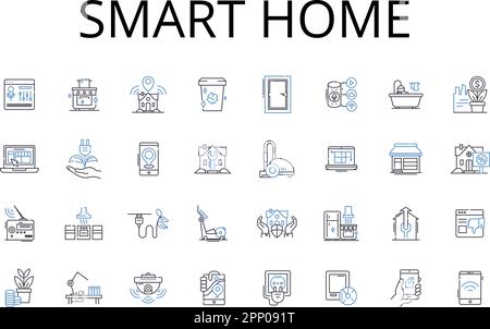 Hi-tech mansion line icons collection. Modern, Futuristic, Automated, Innovative, Smart, Tech ...