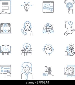 Mapping software line icons collection. Cartography, GIS, Geospatial ...