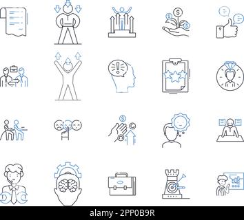 Progression line icons collection. Growth, Advancement, Development ...