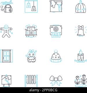 Enhancing linear icons set. Amplify, Boost, Elevate, Augment, Improve ...