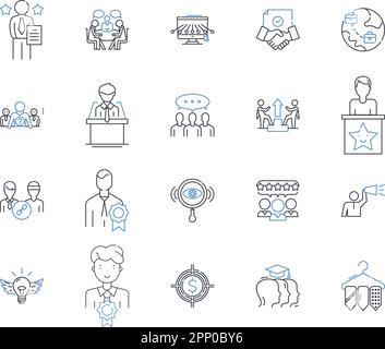 Command Hierarchy line icons collection. Authority, Chain, Control, Coordination ...