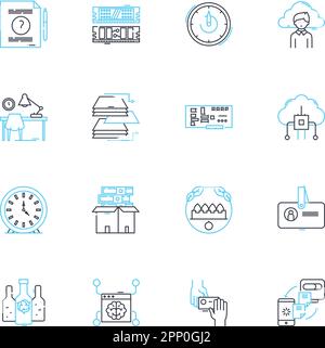 Cloud retention linear icons set. Archiving, Backup, Compliance, Data ...