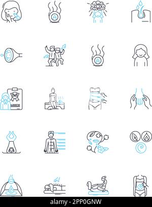 Integrative health linear icons set. holistic, wellness, integrative ...