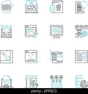 Cost reduction linear icons set. Optimization, Efficiency, Streamlining ...