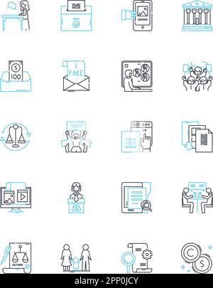 Jurisdictional privileges linear icons set. Immunity, Sovereignty ...