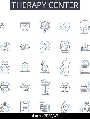 Therapy center line icons collection. Health clinic, Wellness spa ...