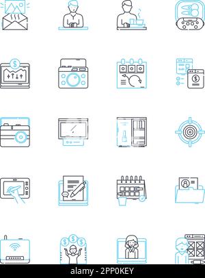 Scanner linear icons set. Digitalize, OCR, Sheet-fed, Flatbed, Portable ...
