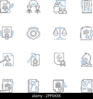 Constitutional rights line icons collection. Equality, Justice, Freedom ...