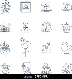 Elevation line icons collection. Altitude, Height, Summit, Peak, Top ...