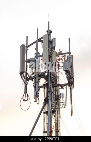 Panel Antenna installed on steel posts On high-rise buildings in the ...