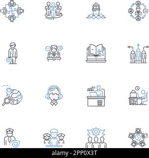 Organizational management line icons collection. Strategy, Culture ...