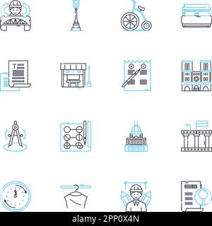 Drafting linear icons set. Design, Blueprint, Engineering, Plans ...