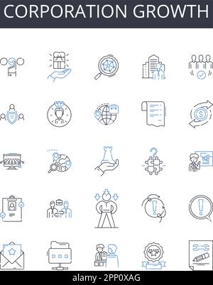 Industry expansion line icons collection. Growth, Expansion, Development, Advancement ...