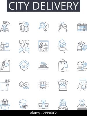 City delivery line icons collection. Empathy, Responsiveness, Problem ...