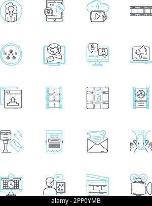 Modern methods linear icons set. Automation, Digitalization, Innovation, Optimization ...
