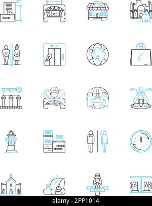 Luxe apartments linear icons set. Opulence, Deluxe, Lavish, Extravagant ...
