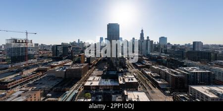 Aerial panoramic view of Chicago's West Loop Stock Photo - Alamy