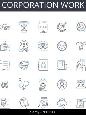 Collar an establishment line icons collection. Authority, Control ...