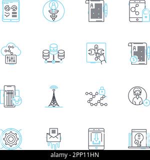 Cybersecurity measures linear icons set. Encryption, Firewall ...