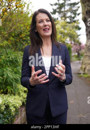 Monica Harding, Lib Dem candidate for Esher and Walton, speaking to ...