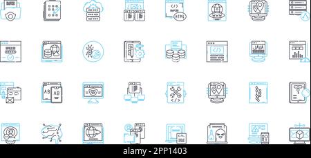 Lean programming linear icons set. Efficiency, Optimization ...