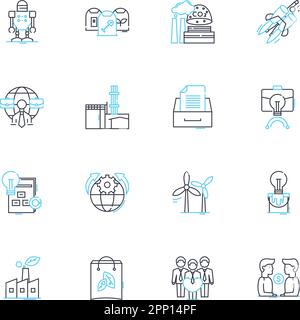 Multinational industry linear icons set. Globalization, Diversity ...