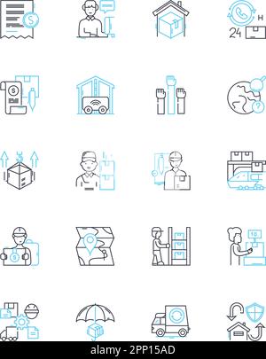Prompt Delivery linear icons set. Expedited, Express, Swift, Rapid ...