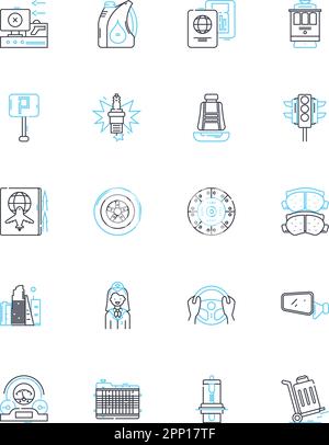 Chauffeur linear icons set. Driver, Car, Luxury, Chauffeured ...