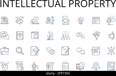 Proprietary designs line icons collection. Exclusive, Patented, Custom ...