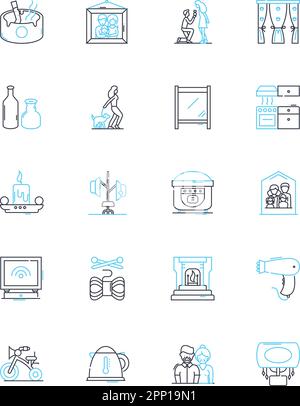 Inhabitants linear icons set. People, Residents, Locals, Dwellers ...