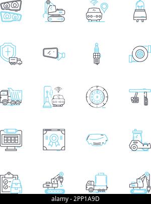 Shipping and handling linear icons set. Carrier, Freight, Packaging ...