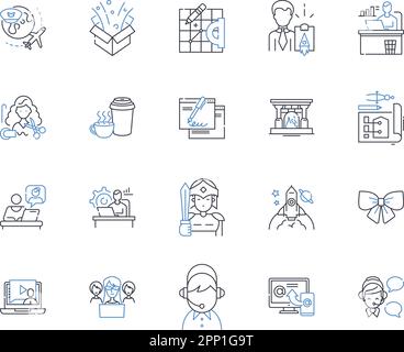 Spectacle line icons collection. Stunt, Display, Outrageous ...